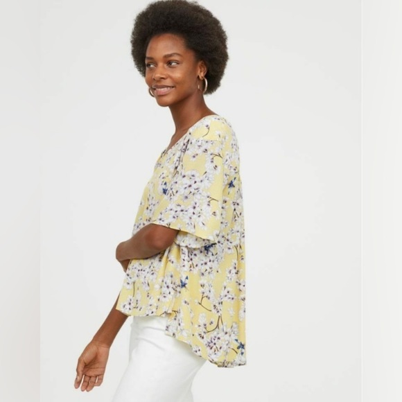 H&M | Tops | Anna Glover X Hm Yellow Floral Blouse | Poshmark